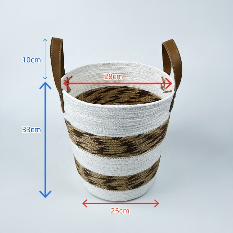Decorative Handwoven Storage Basket With Handles Paper Rope Woven ...