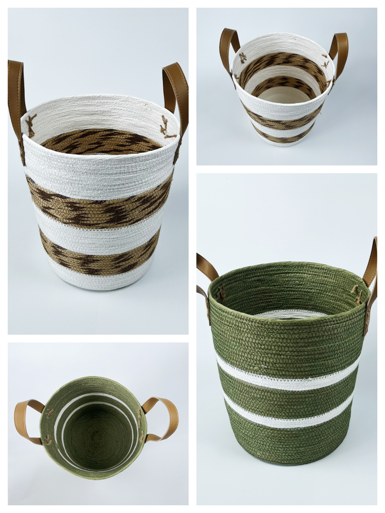 Decorative Handwoven Storage Basket With Handles Paper Rope Woven ...