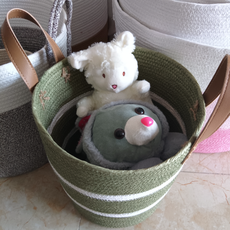 Decorative Handwoven Storage Basket With Handles Paper Rope Woven ...