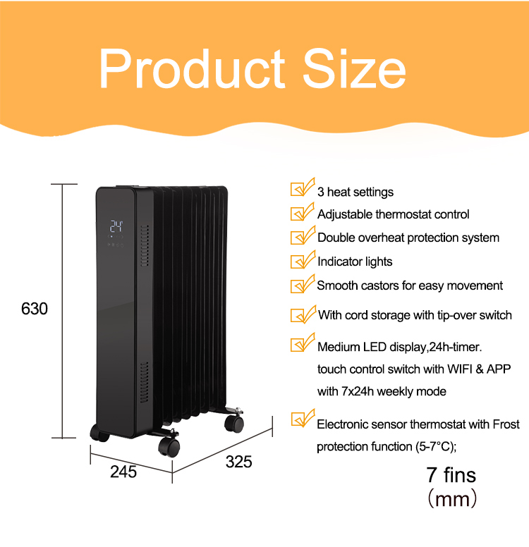 220v-240v/2500w 11 Fins Electric Wall Mounted Heaters Oil Filled Heater ...