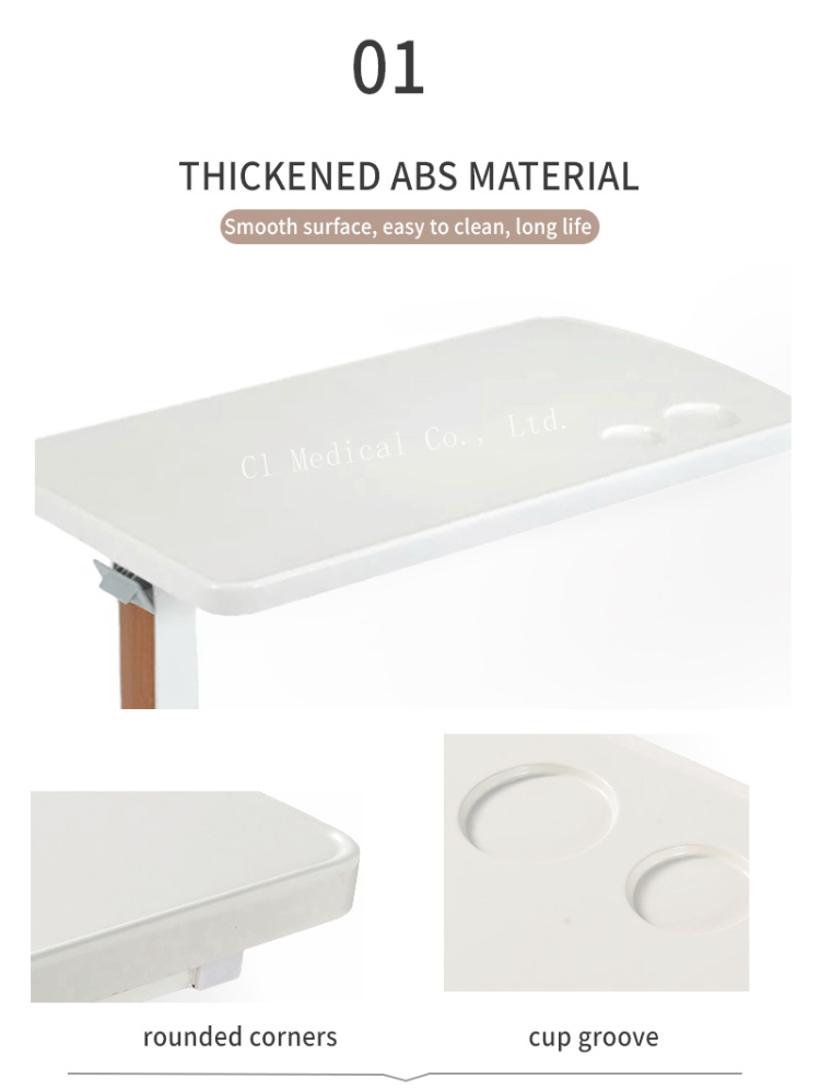 Wholesale Abs Movable Over Bed Table Hospital Bed Side Dining Table ...