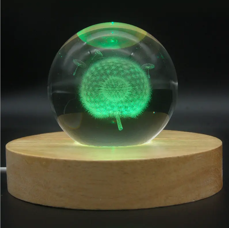 Art Crystal Ball Night Lamp 3d Luminous Solar System Crystal Ball ...