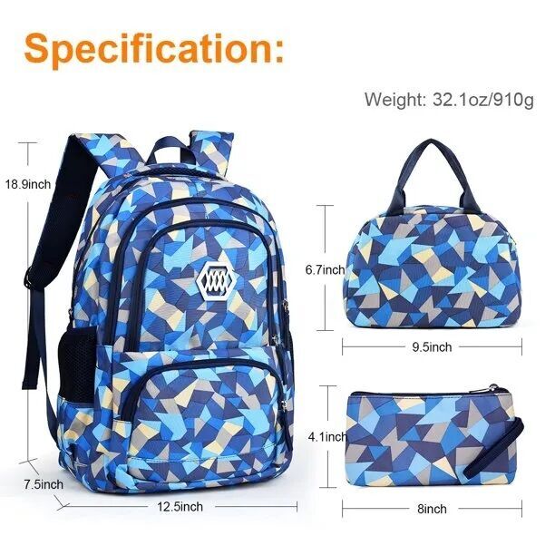 Fashion 3 In 1 School Backpacks 3 Pcs Students School Bag Set Travel ...