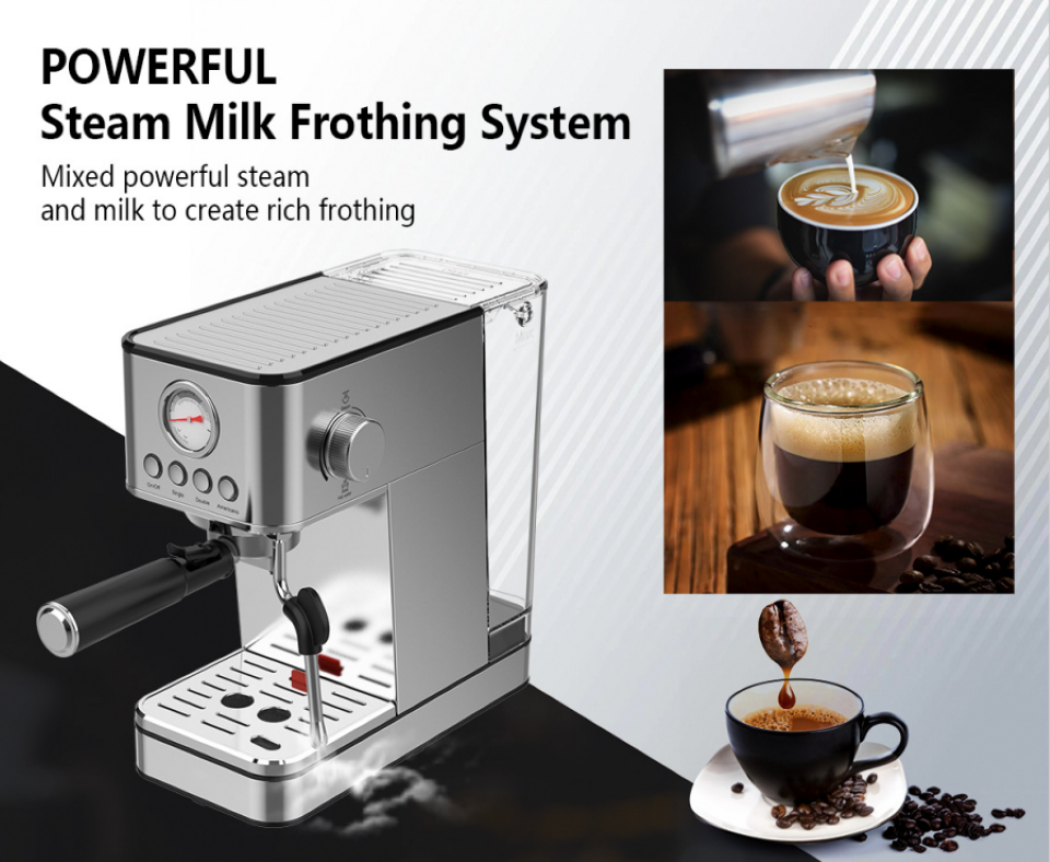 Espresso Machine, 20 Bar Coffee Machine, Fast Heating Automatic, Latte ...