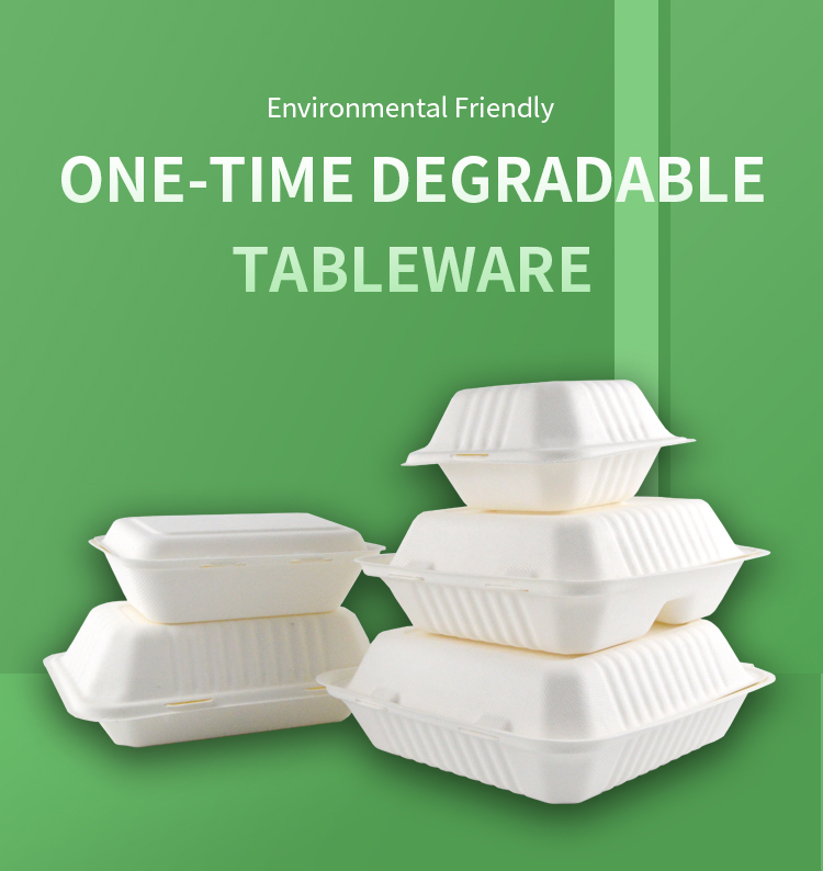 Biodegradable 6 8 9 Inch Clamshell Compostable Takeaway Lunch Box ...