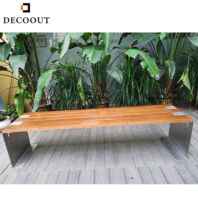 Metal Leisure Backless Street Wood Bench Outdoor Public Modern Waiting ...