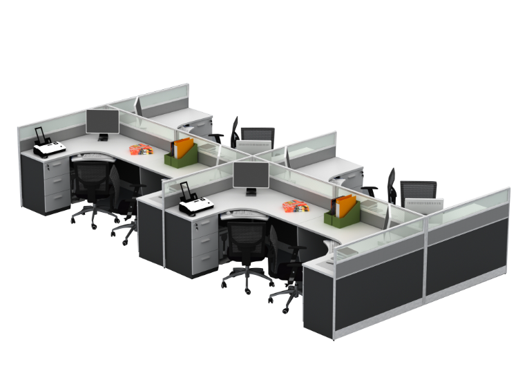 Modular Cubical Work Station Desk 4 Person Office Workstation For 2 4 6 ...