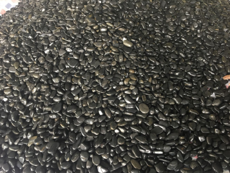Polished Natural Stone Small Black Pebbles For Garden Decoration, Black ...