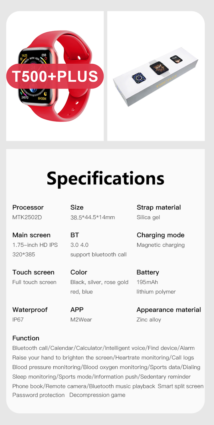 Buy Wholesale China 2021 New T500 + Plus Pro Smart Watch Full Touch ...