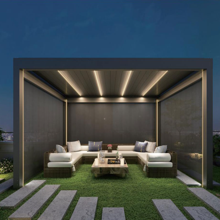 Modern Outdoor Motorized Bioclimatic Garden Gazebo Aluminium Louvered ...