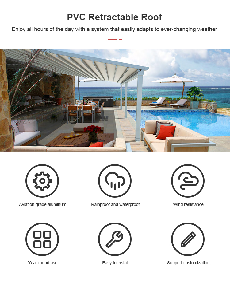 Buy China Wholesale Pvc Retractable Roof Outdoor Waterproof Motorized ...