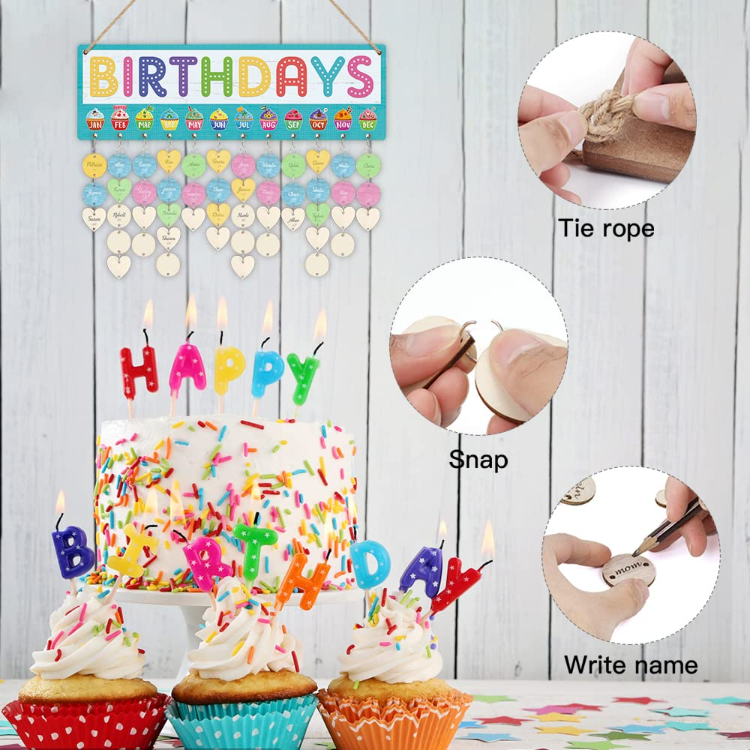 Handmade Wooden Crafts For Birthday Wall Hanging Board Birthday Tracker ...