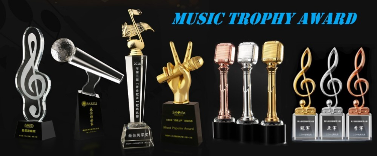 Buy Wholesale China Customized Gold Metal Musical Note Crystal Trophy ...