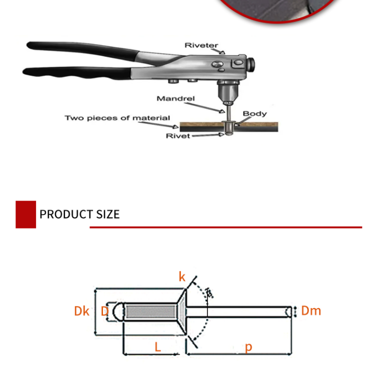 Buy Wholesale China Painted Flat Head Break Mandrel Blind Rivets & Buy ...