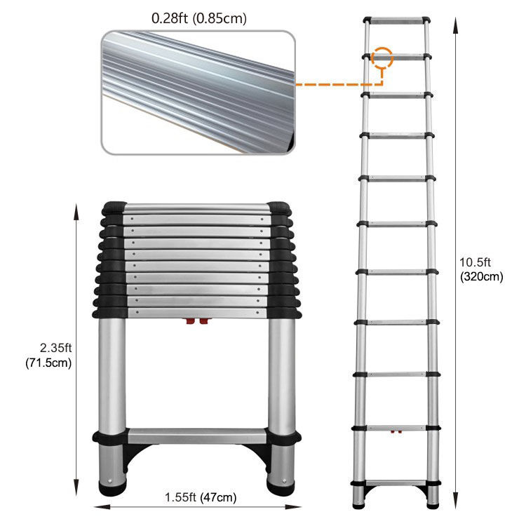 10.5ft Foldable 3 Part Folding Step A-frame Ladder Scaffolding ...
