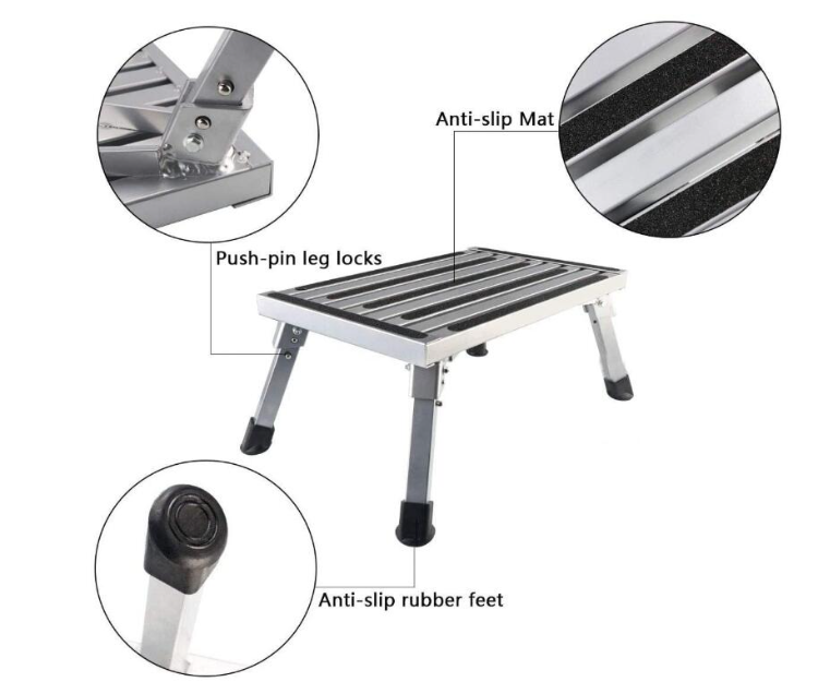 Folding Rv Steps Stool With Non-slip Rubber Feet For Adults, Supports ...