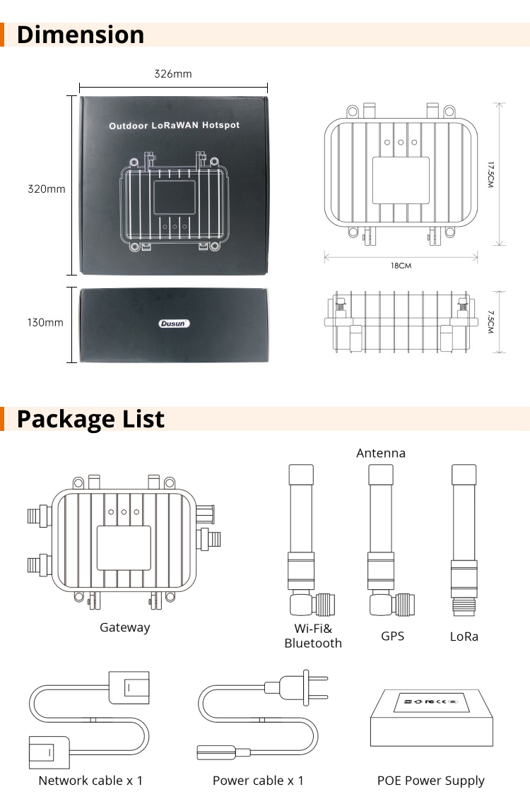 Dusun Iot Wifi Hub Long Range Waterproof Industrial Lorawan Bluetooth ...