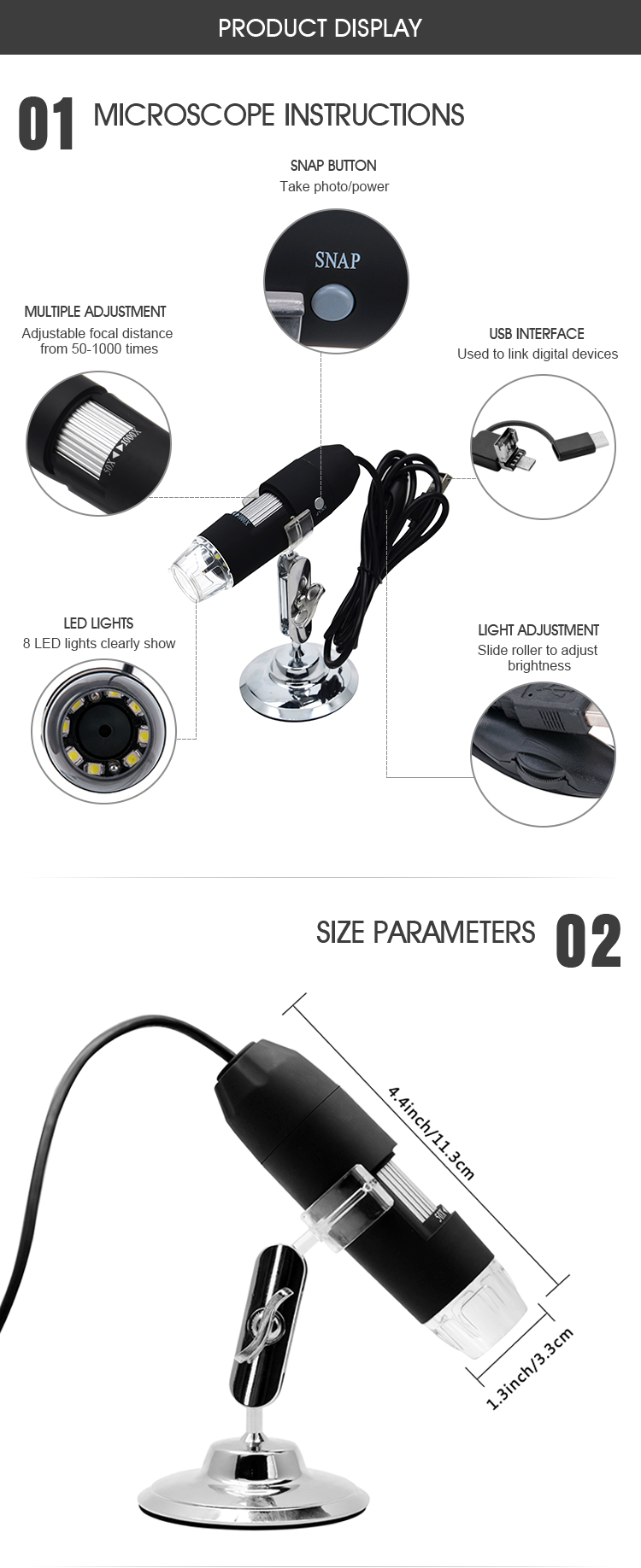 3 In 1 Pcb Android Phone Windows Mac 1080p 2mp 50x To 1000x ...