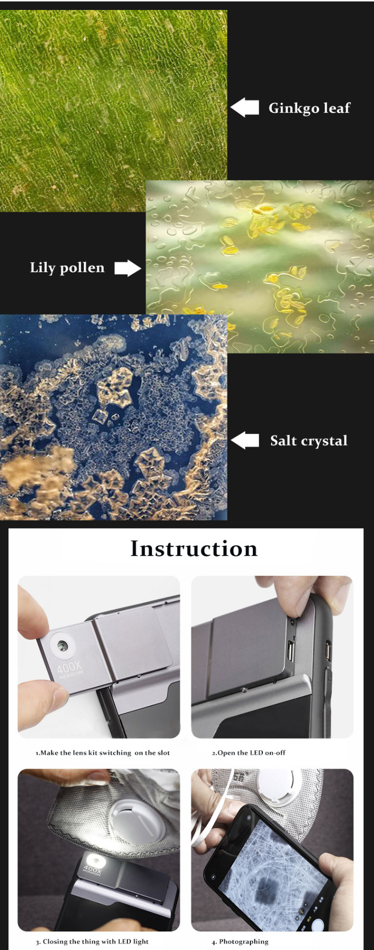 Buy China Wholesale 400x Phone Mini Pocket Microscope With Led Light ...