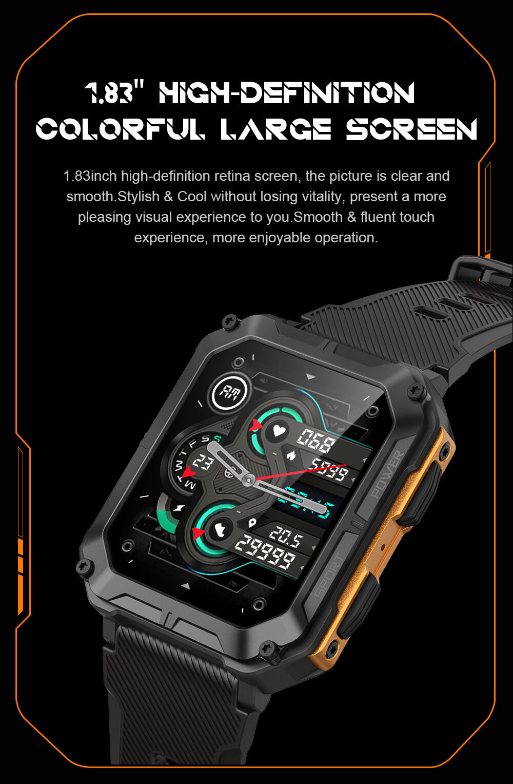 2024 Hot Sell C20pro Ip68 Waterproof Rugged Smart Watch For Outdoor ...