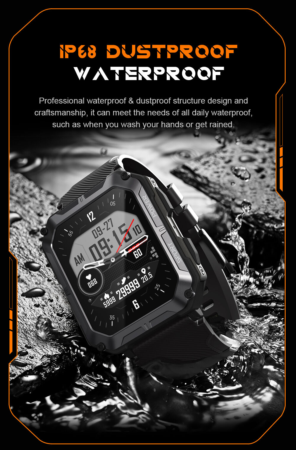2024 Hot Sell C20pro Ip68 Waterproof Rugged Smart Watch For Outdoor ...