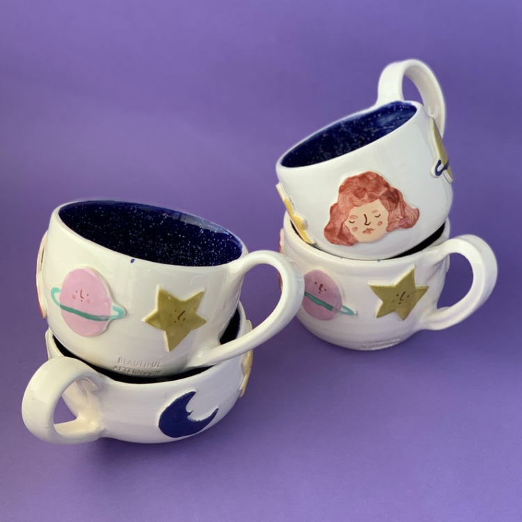 Buy Wholesale China Customize Moon Hand Painted Pottery Mug Coffee Mugs ...