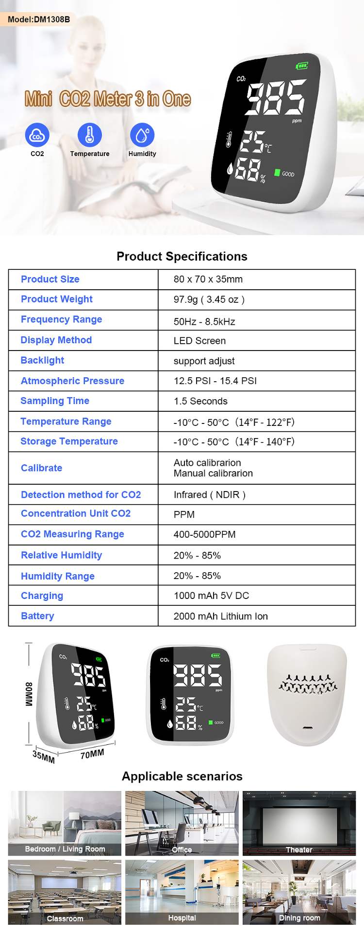 Buy China Wholesale Mini Portable Gas Detector Co2 Ndir Sensor Analyzer ...