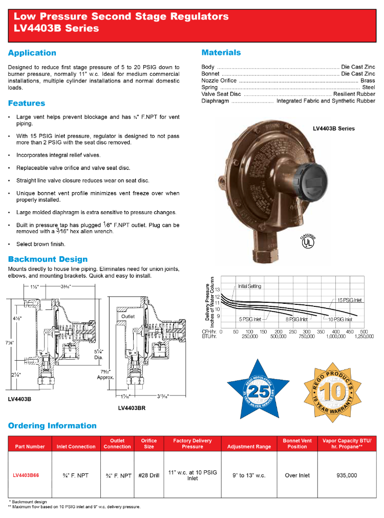 Rego Lv4403b66 Lpg Gas Medium Pressure Reducing Valve Industrial Burner ...