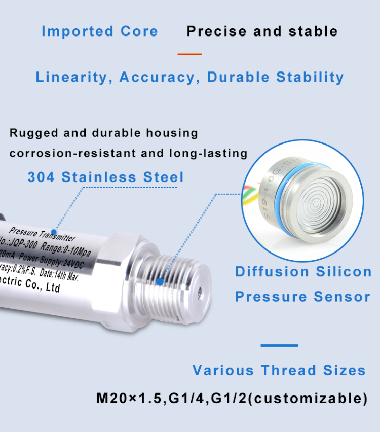 Pressure Transmitter Es-p300 Sensors 4-20ma Output For Water Tank Oil ...