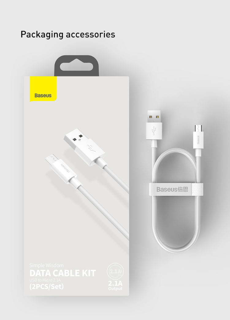 Baseus 2pcs Type-c To Ip Pd 20w 1.5m Simple Wisdom Data Cable Kit White ...