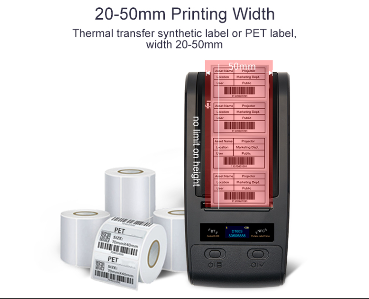 Detonger Portable 20-50mm Fixed Asset Tag Printer Barcode Sticker Label ...