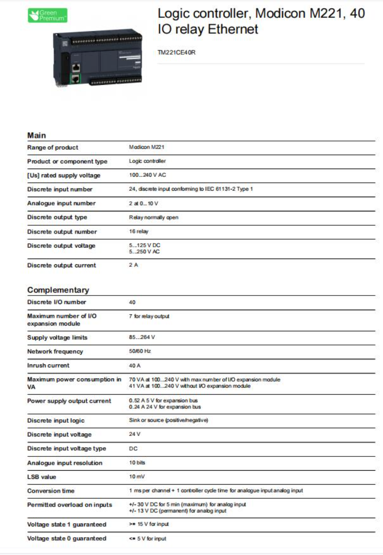 Buy Wholesale China Schnei-der Logic Controller, Modicon M221, 40 Io Relay Ethernet Tm221ce40r ...