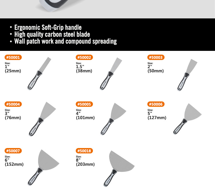 Rollingdog 50007 6" Carbon Steel Flexible Soft Rubber Grip Putty Joint ...