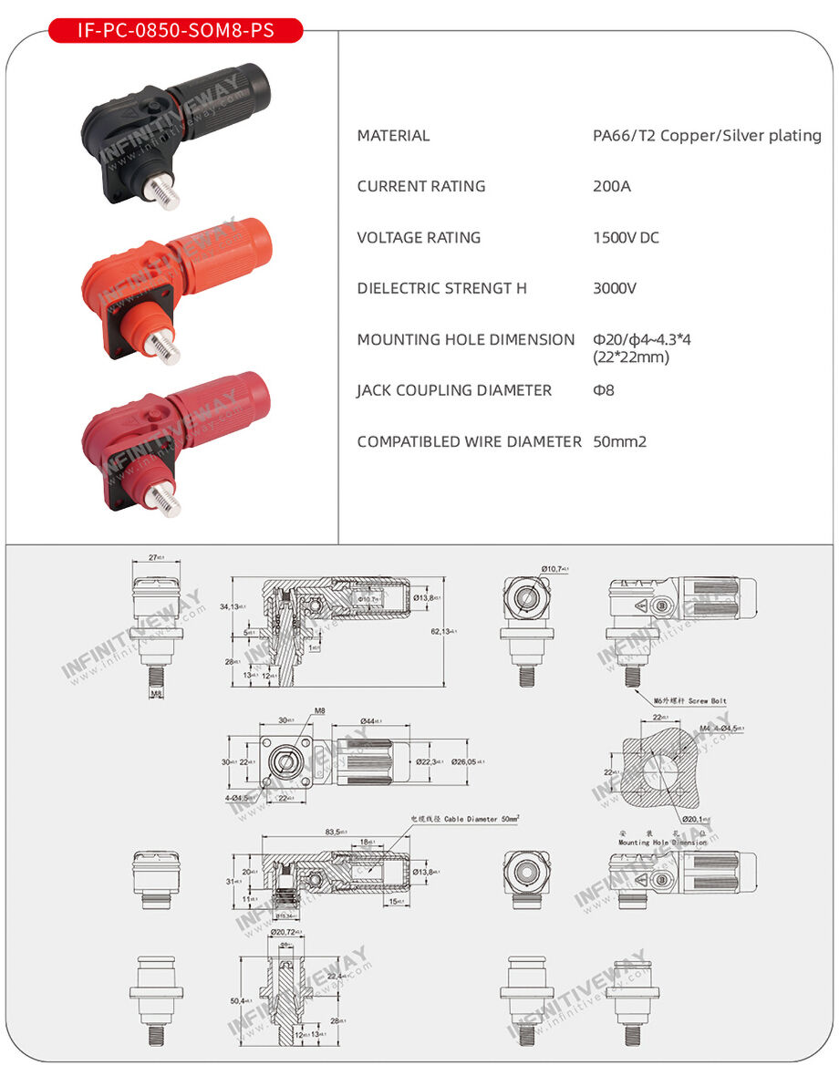 Buy Wholesale China 200a M8 Red Hv Connector Battery Terminal ...