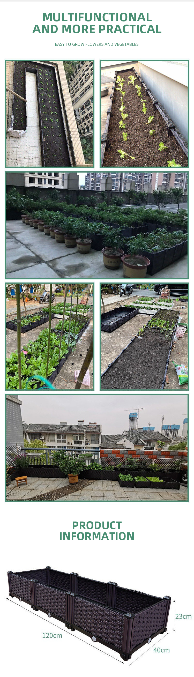 Set Of 4 Elevated Plastic Raised Garden Bed Planter Box Kit Garden ...