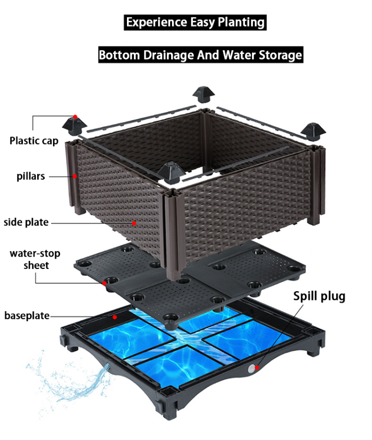 Set Of 4 Elevated Plastic Raised Garden Bed Planter Box Kit Garden ...