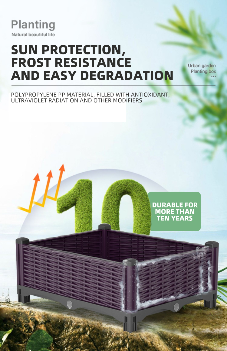 Set Of 4 Elevated Plastic Raised Garden Bed Planter Box Kit Garden ...