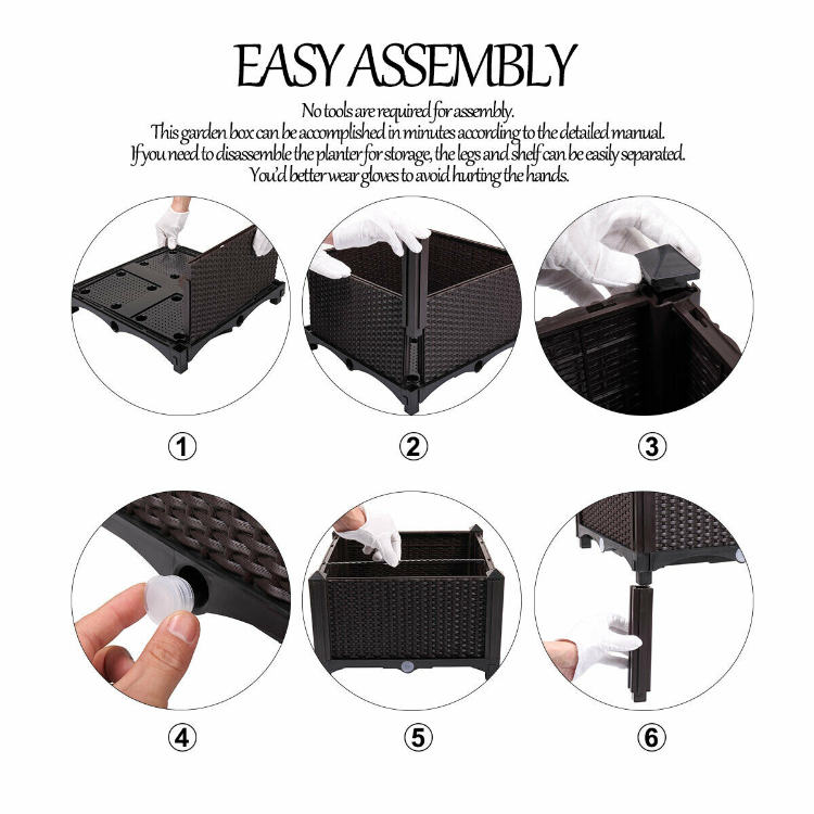 Set Of 4 Elevated Plastic Raised Garden Bed Planter Box Kit Garden ...