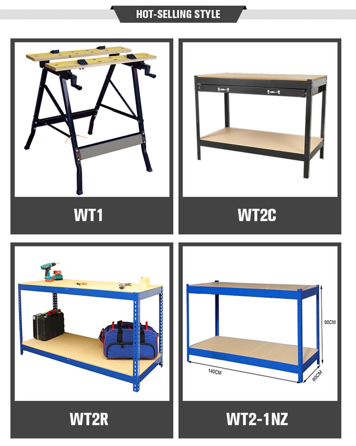 Bangku Kerja Kayu Garasi Mdf Baja Logam Kapasitas 100kg Terlaris Dengan ...