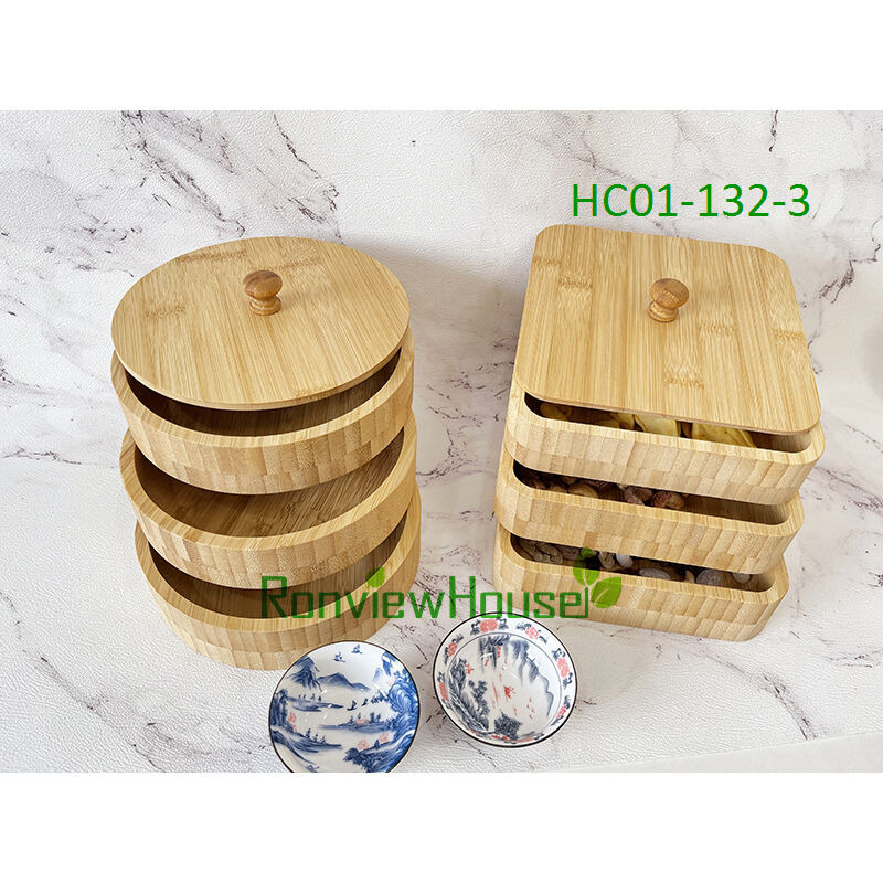 Buy Wholesale China Bamboo Food Storage And Containers 3 Layers With ...