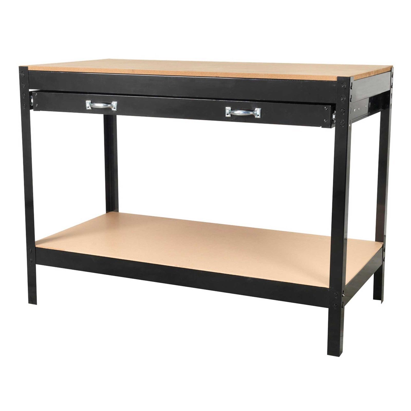 Drawers Heavy Duty Tool Storage Shelf Metal Black Table Work Bench ...