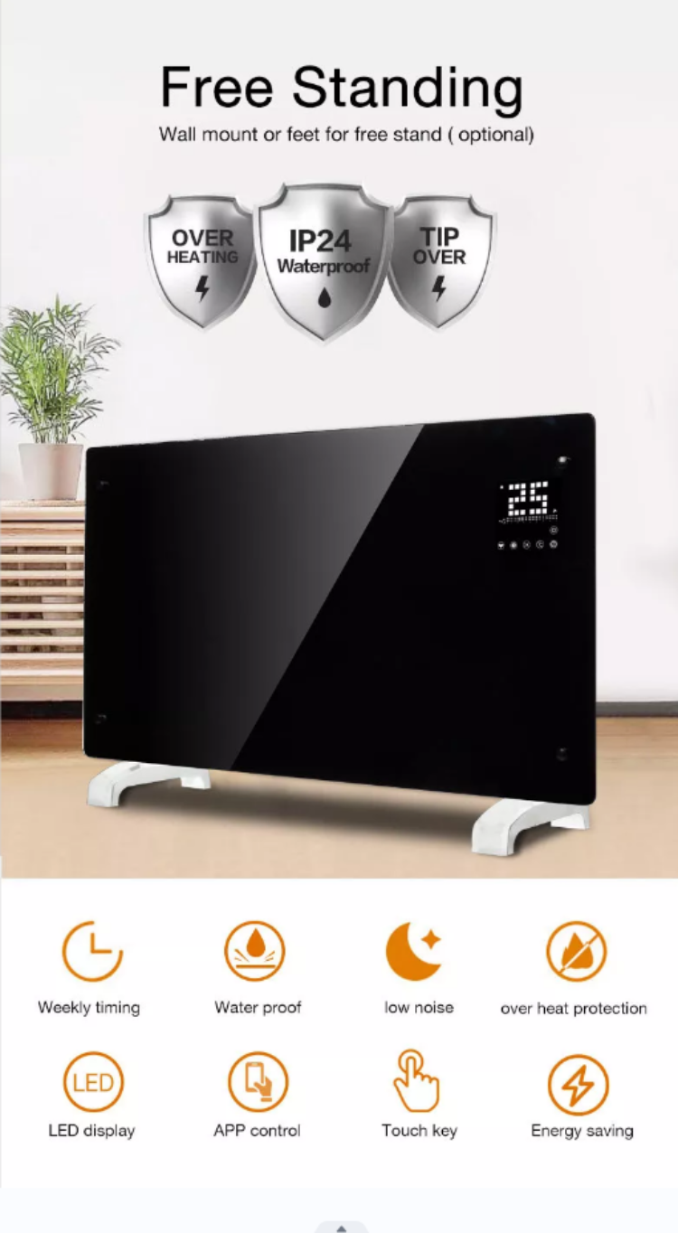 Buy Wholesale China 2000w Electric Convection Heater Glass Panel Heater ...