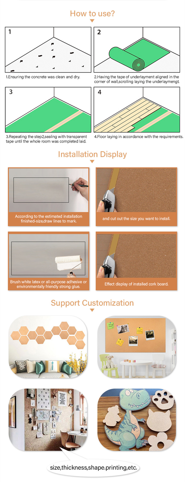 Buy Wholesale China Tianleicork Wholesale High Density 1mm-12mm Thickness Cork Sheet Board Self ...