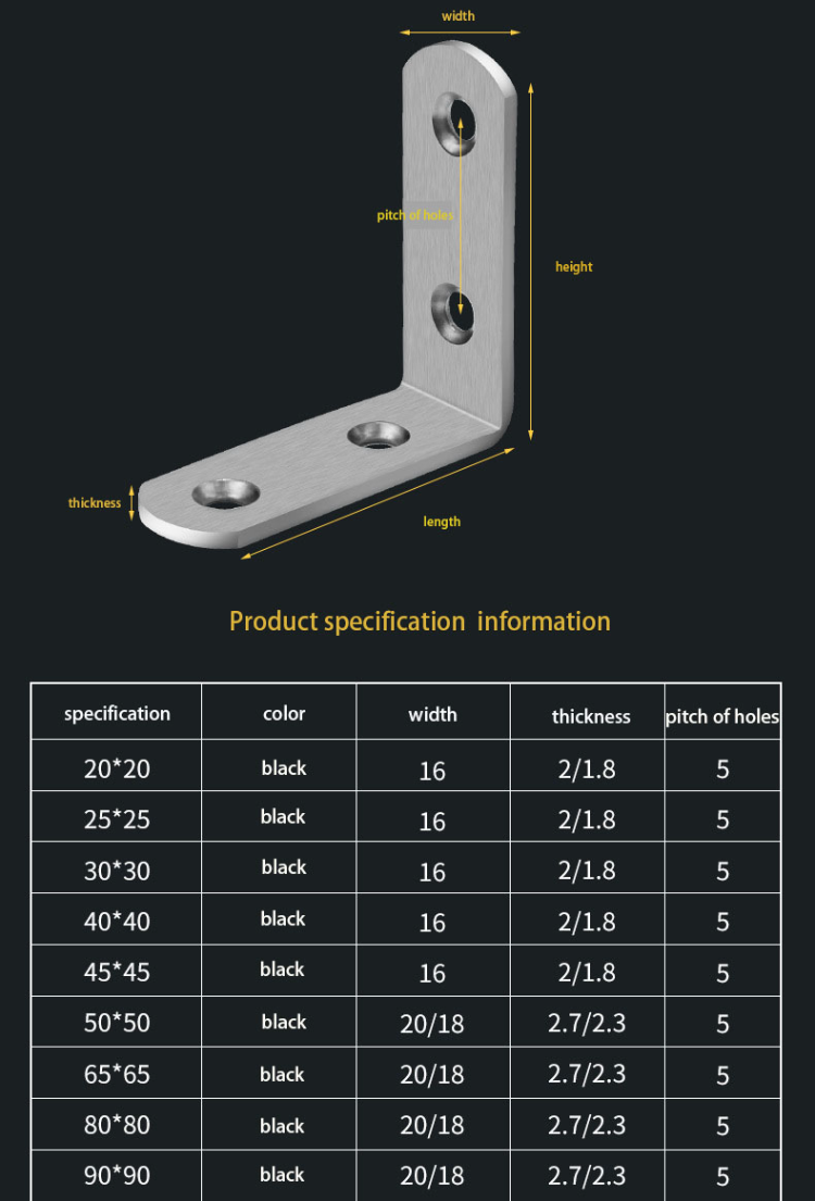 L-shaped Angle Bracket Thickened Stainless Steel Corner Fixed Connector ...