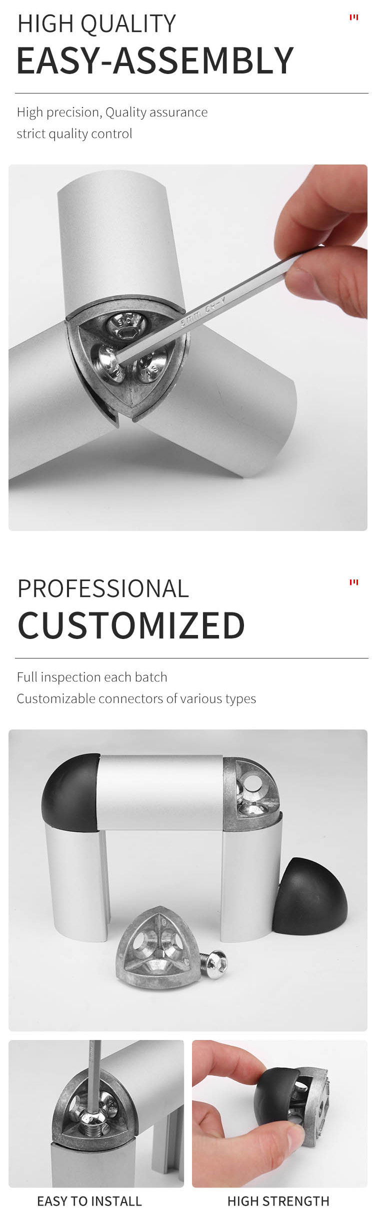 Aluminum Alloy 3-way Stereo Arc Corner Connector For 2020 Series ...