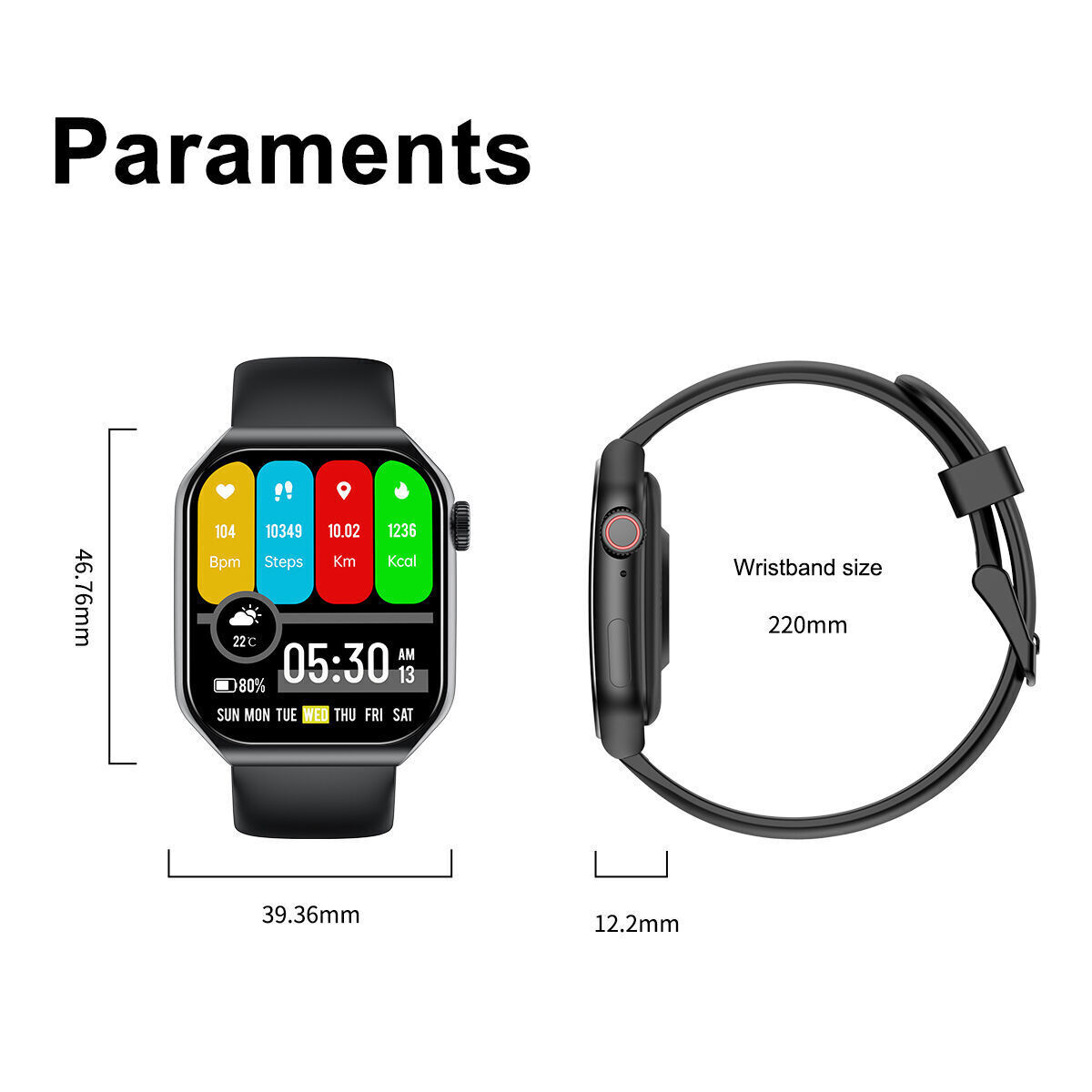 Luxury Square Watches Customize Outdoor Man Women Waterproof Heart Rate ...