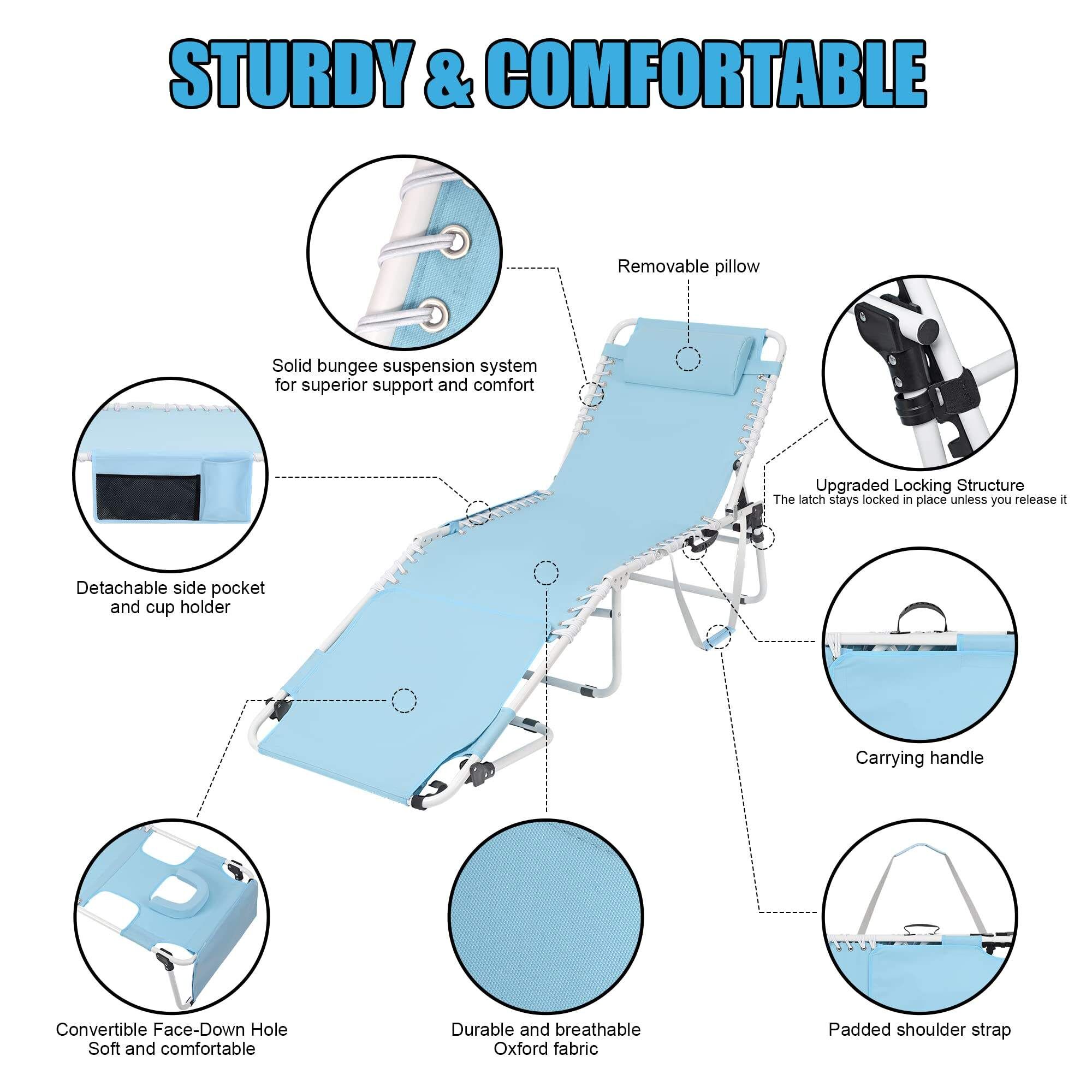 Heavy-duty Tanning Chair With Face Adjustable 5 Position Folding ...