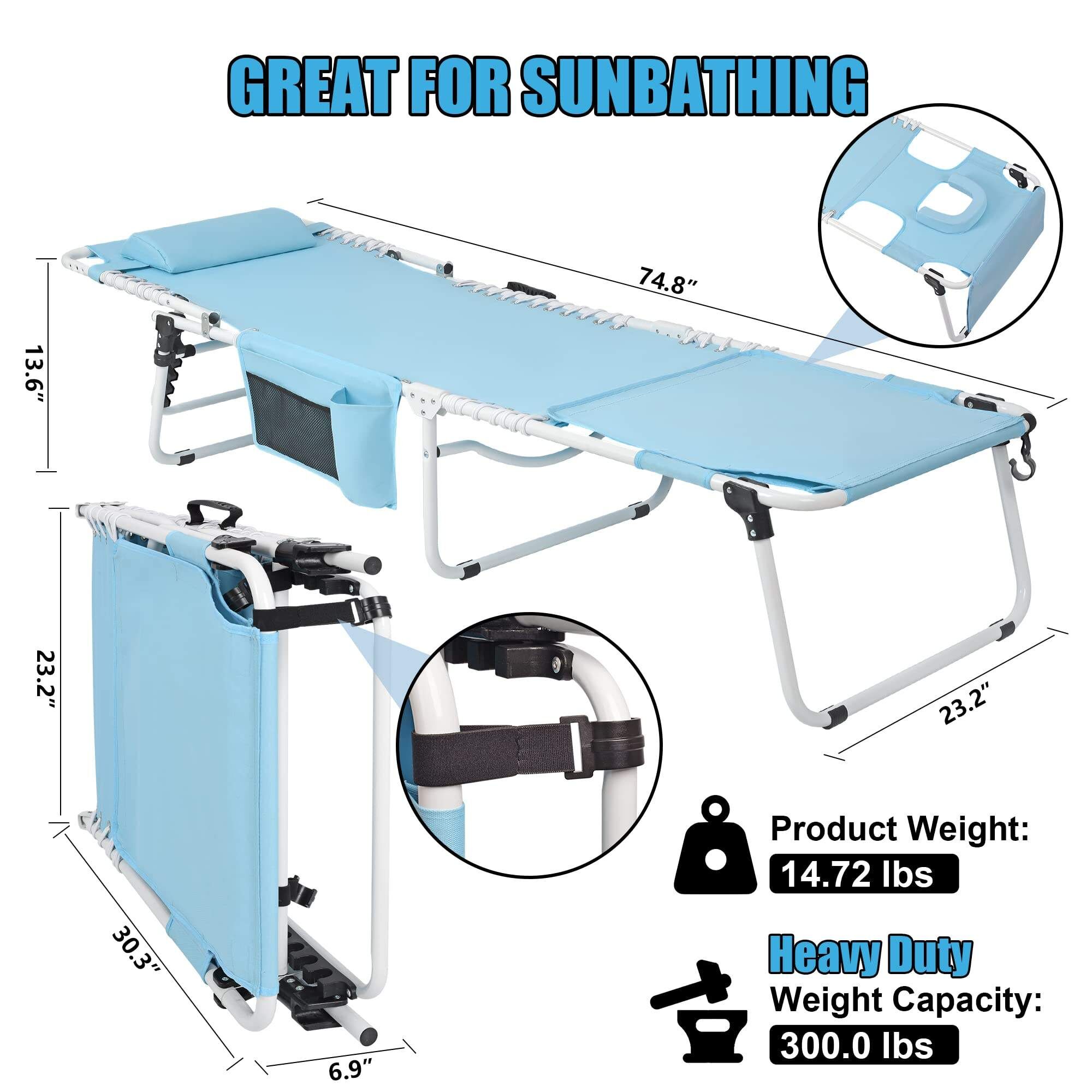 Heavy-duty Tanning Chair With Face Adjustable 5 Position Folding ...