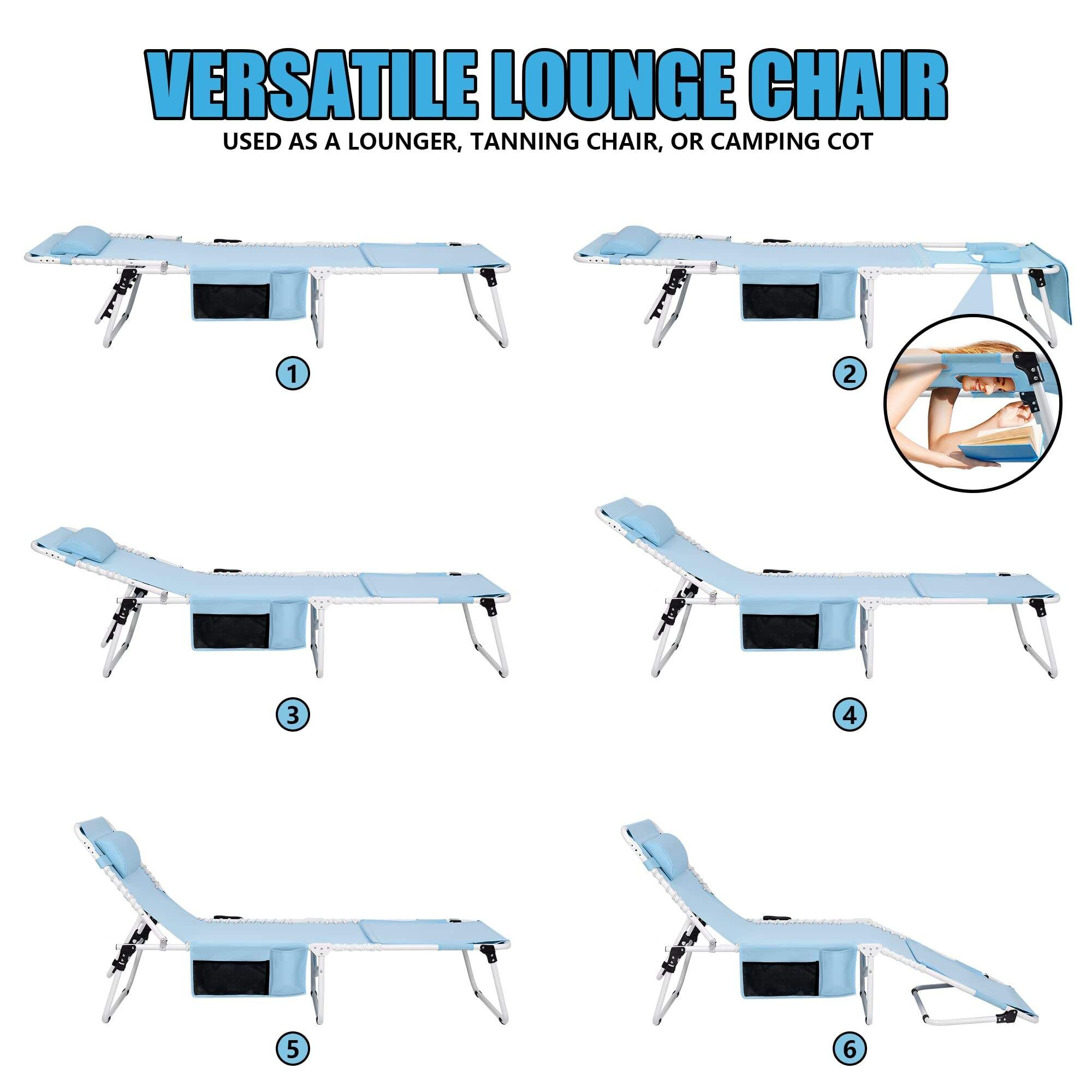 Heavy-duty Tanning Chair With Face Adjustable 5 Position Folding ...