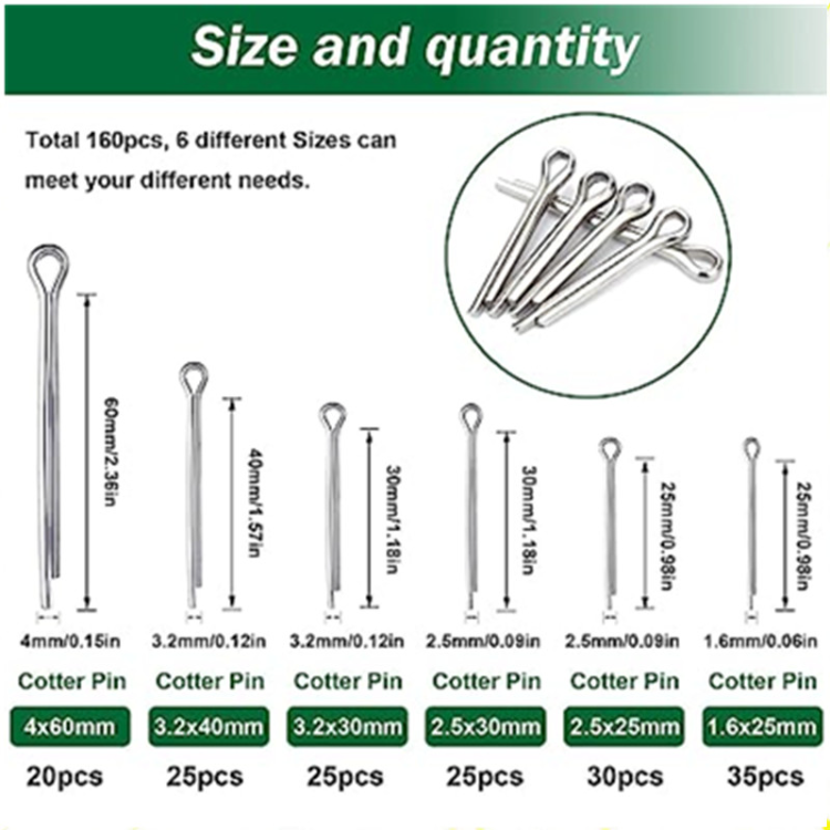 Hot Sale 160 Piece 6 Sizes Stainless Steel Cotter Pin - Buy China ...